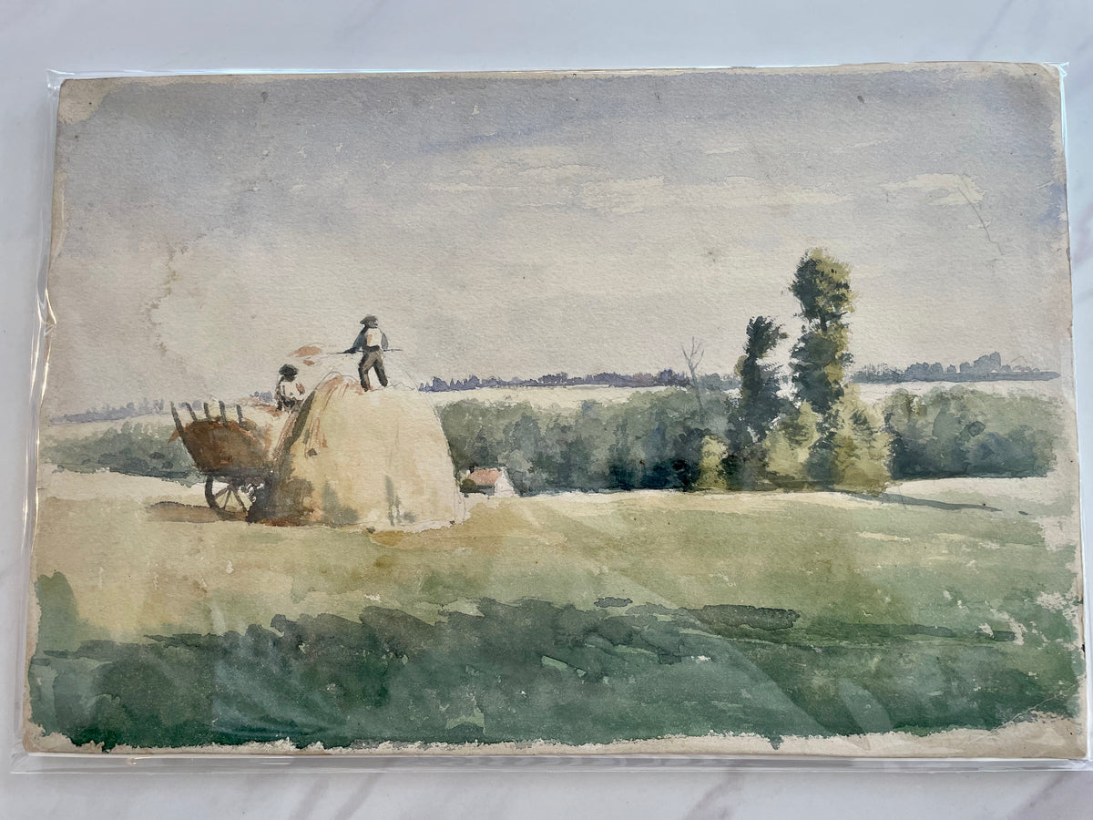 Vintage French Watercolor "Haystack" – Arrow&Branch Home